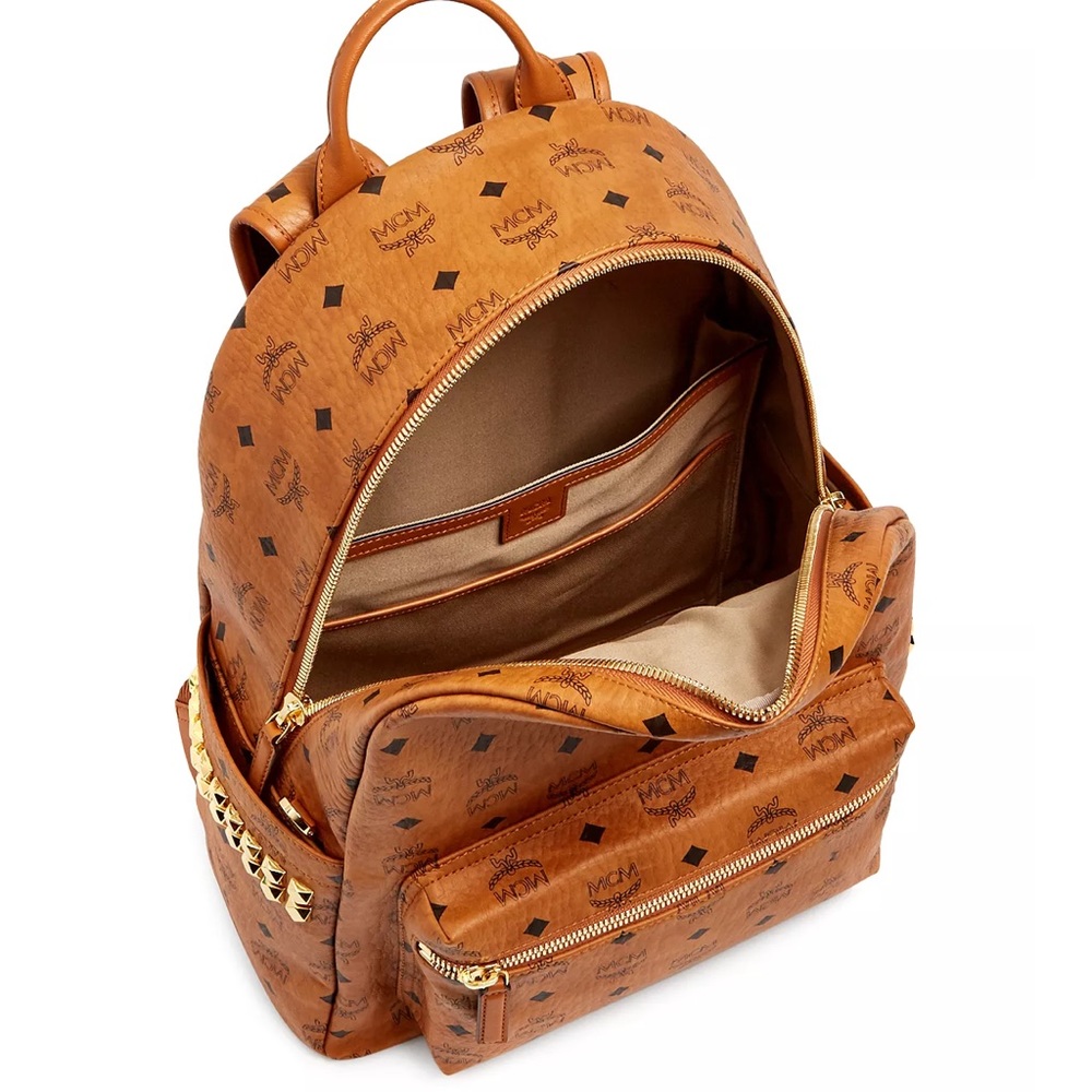 Mcm Stark Logo Monogram Backpack In Cognac- Authentic - Gem